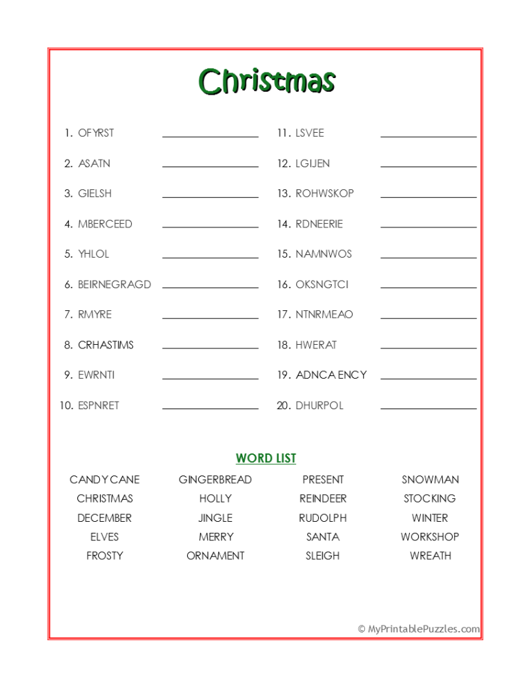 Christmas Crossword Puzzle - Advanced | My Printable Puzzles