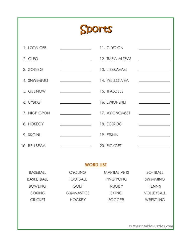 Word Scramble | Page 2 of 2 | My Printable Puzzles