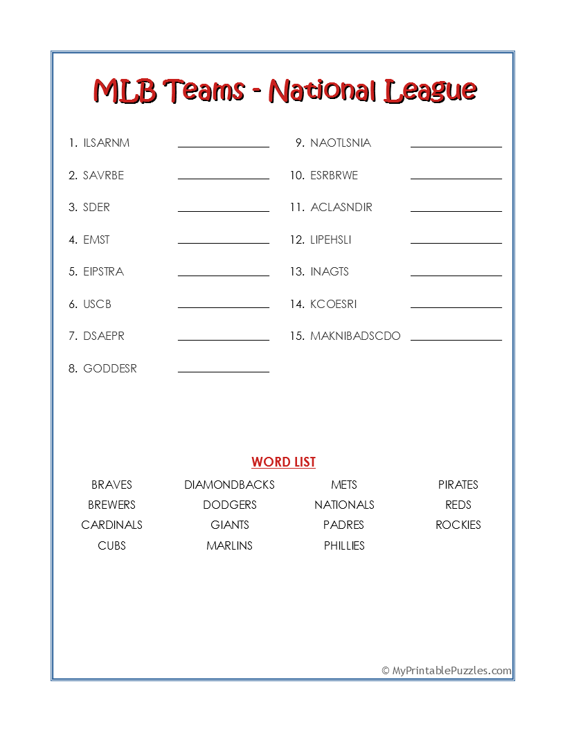 Printable List Of Mlb Teams - prntbl.concejomunicipaldechinu.gov.co